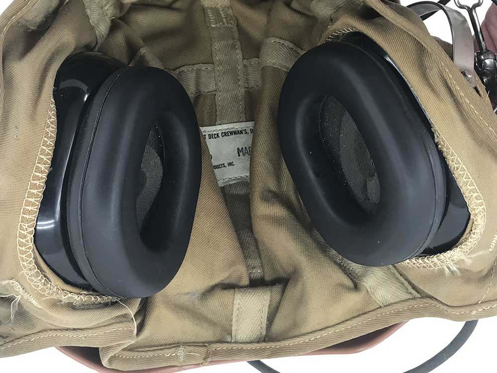 Brown Navy Flight Deck Helmet with microphone and earphones - GROUND ...