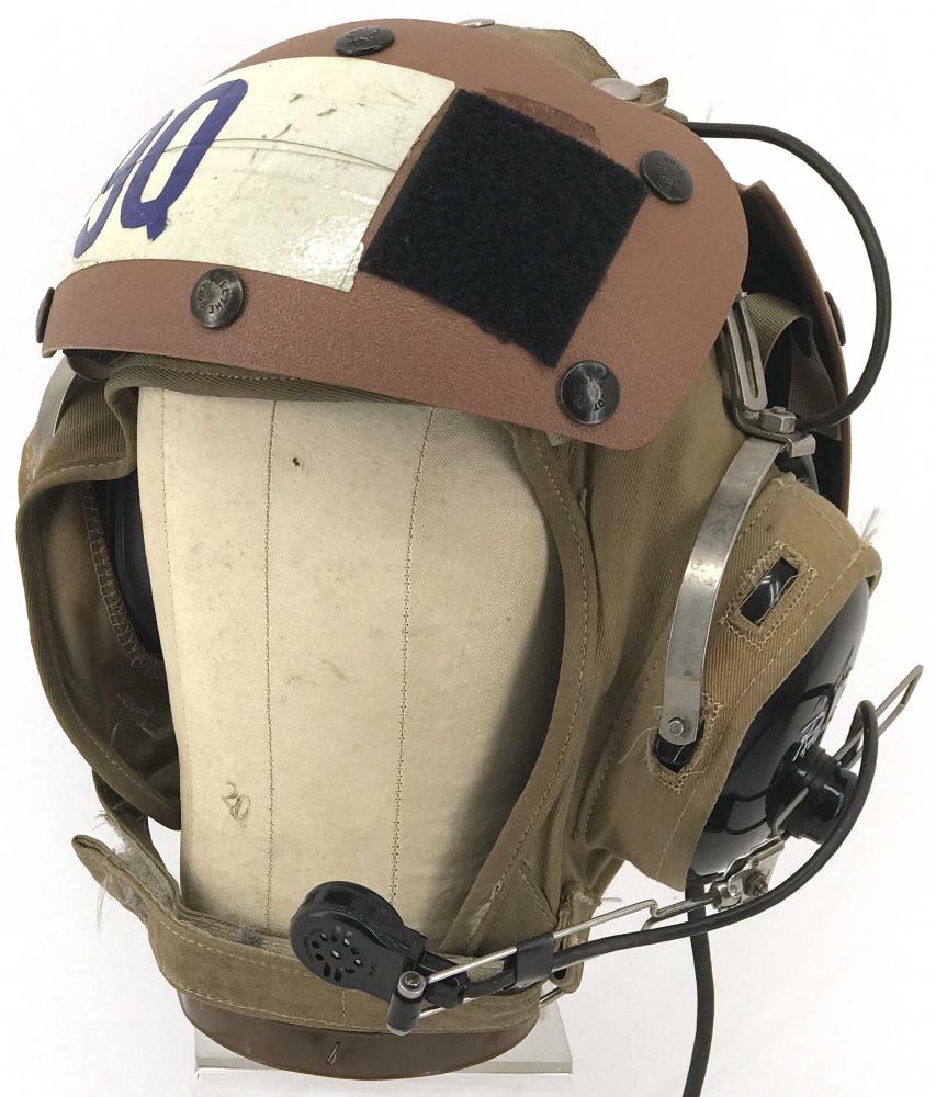 Brown Navy Flight Deck Helmet with microphone and earphones - GROUND ...