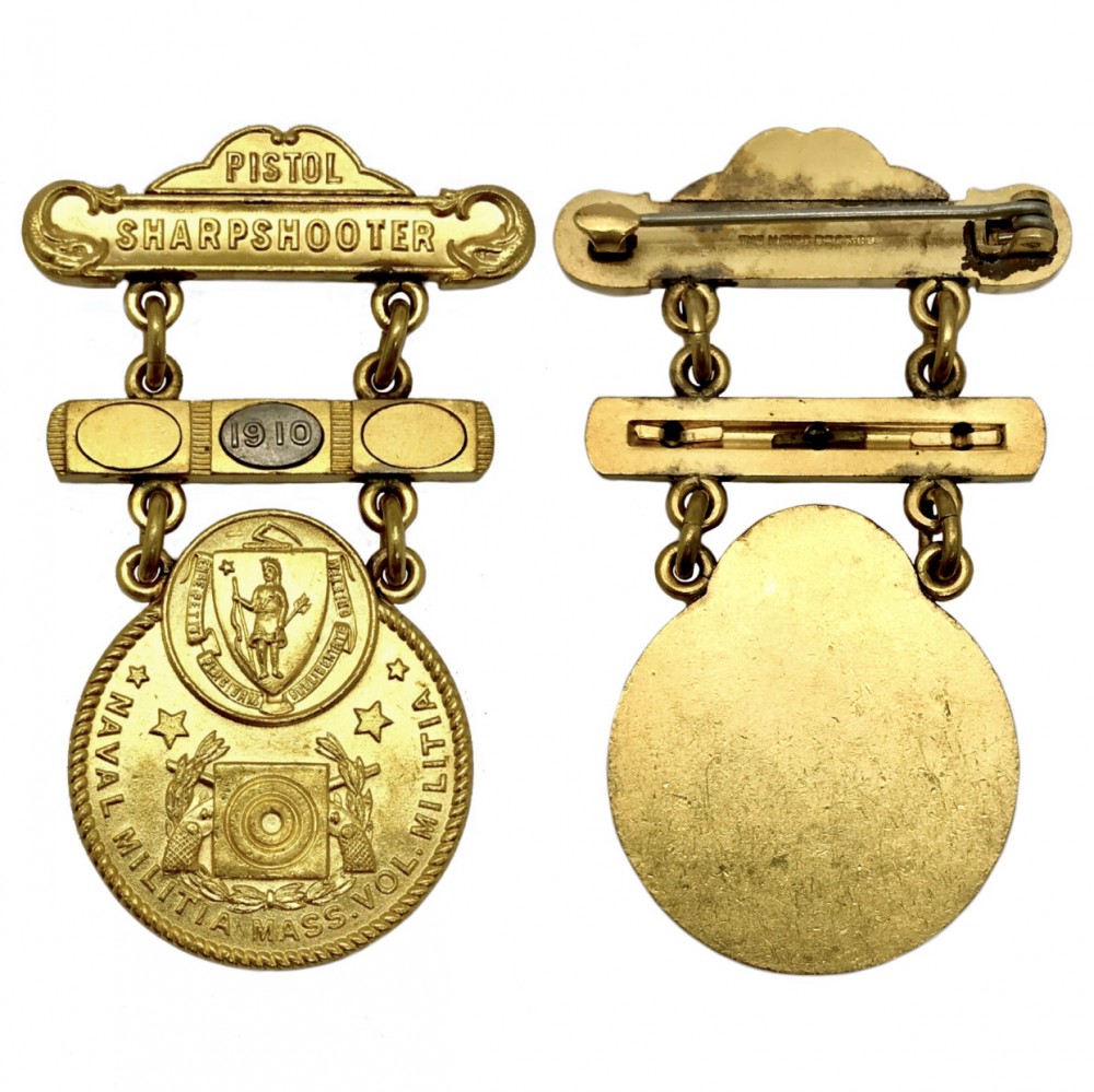 Unique Massachusetts Volunteer Naval Militia Pistol Sharpshooter medal ...