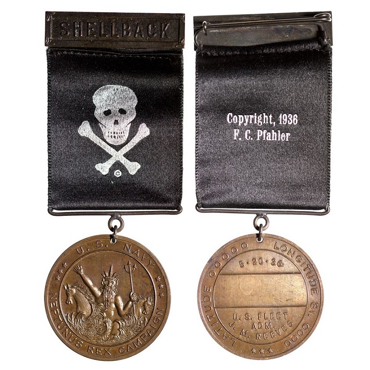 5/20/36 USS Saratoga Wallet card for ADM. JM "Bull" Reeves Shellback ...