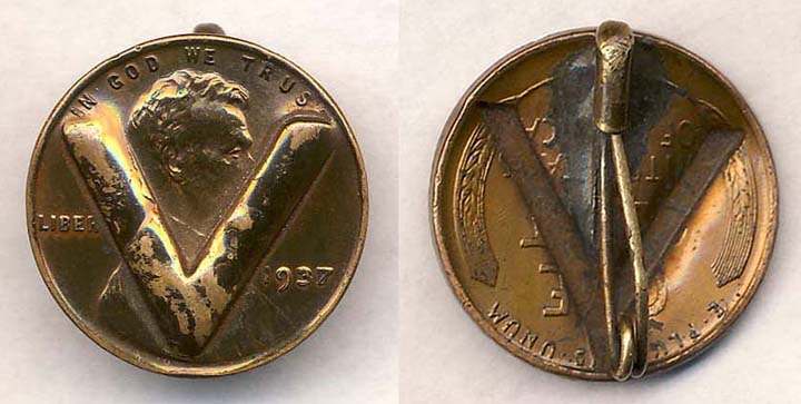 "V" Victory Penny Pin - HOMEFRONT & THE WAR EFFORT - U.S. Militaria Forum