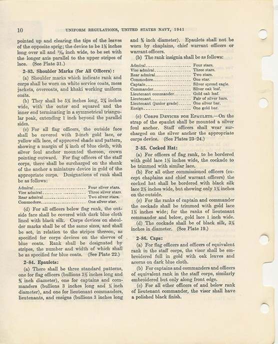 1941 - U.S. Navy Uniform Regulations & Examples of All Uniforms, Belts ...