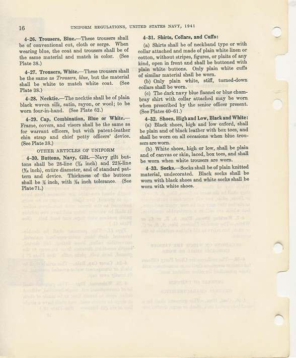1941 - U.S. Navy Uniform Regulations & Examples of All Uniforms, Belts ...