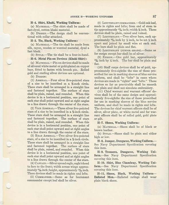 1941 - U.S. Navy Uniform Regulations & Examples of All Uniforms, Belts ...