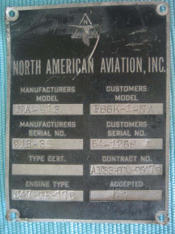 Aircraft data plate - MILITARY AIRCRAFT & AVIATION - U.S. Militaria Forum