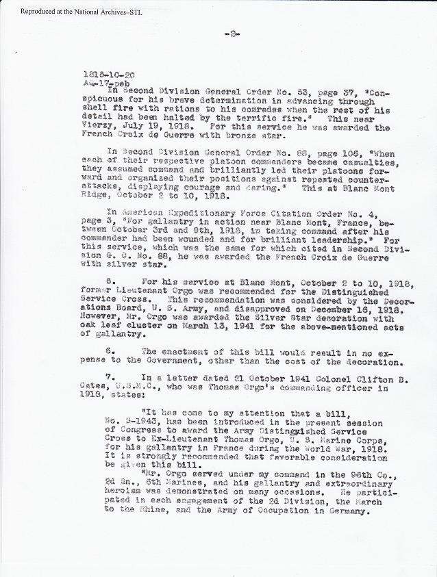 Silver Star for Gunnery Sergeant Thomas Orgo - MEDALS & DECORATIONS - U ...