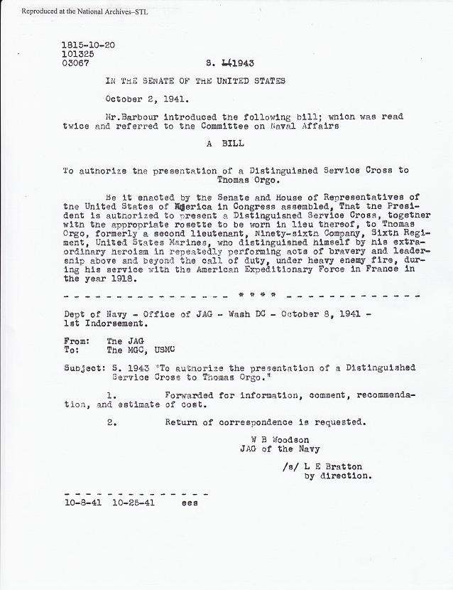 Silver Star for Gunnery Sergeant Thomas Orgo - MEDALS & DECORATIONS - U ...