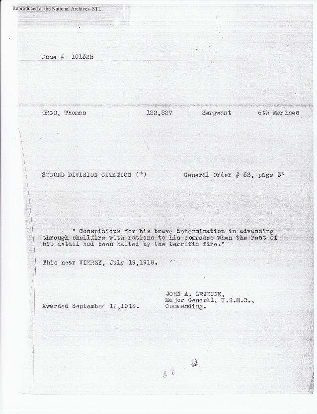 Silver Star for Gunnery Sergeant Thomas Orgo - MEDALS & DECORATIONS - U ...