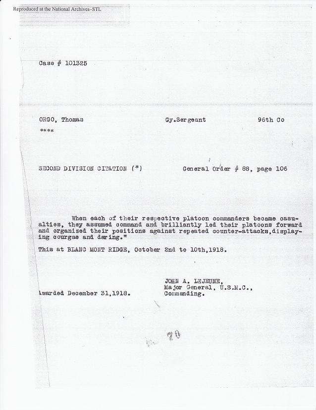 Silver Star for Gunnery Sergeant Thomas Orgo - MEDALS & DECORATIONS - U ...