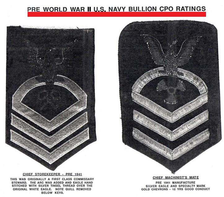 Pre-World War II U.S.Navy Bullion CPO Ratings - NAVY, COAST GUARD AND ...
