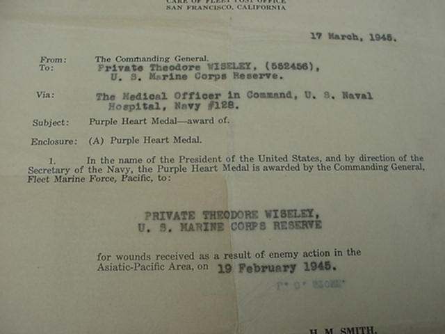 Theodore Wisely, 28th Marines, 5th Marine Division - GROUPINGS PAGE - U ...