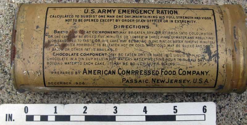 US Army Emergency "Iron" Ration, Dec. 1906 Example - BASE/BIVOUAC/CAMP ...
