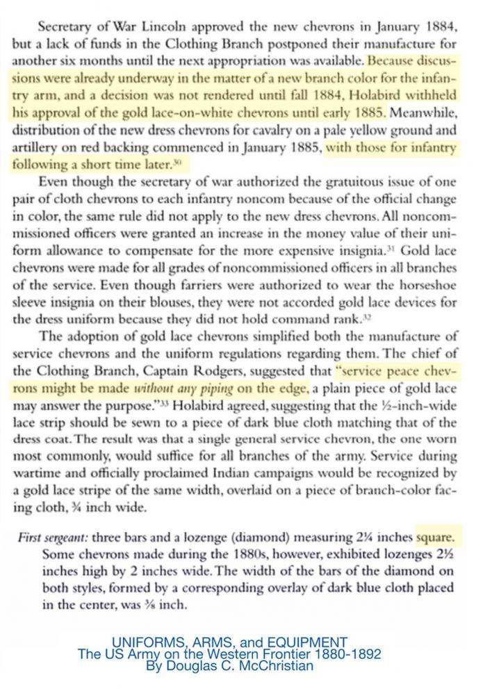 c.1887 Gold Bullion 1st Sergeant Chevrons ? Late Indian Wars - (1866 ...