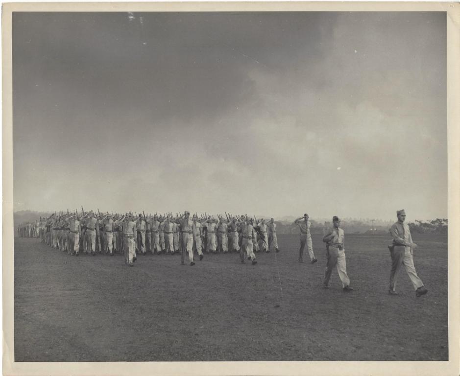 WWII 7TH Infantry Division troops marching in formation - EPHEMERA ...