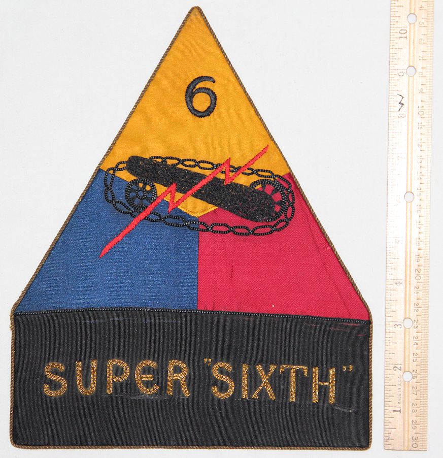 Large Post War Souvenir 6th Armored Division Patch, Super Sixth - ARMY ...