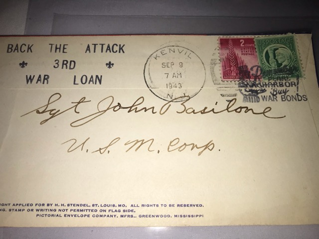 Sgt. John Basilone autographed envelope, 3rd War Loan - EPHEMERA ...