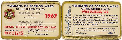 Viet-Nam Post 15,000 VFW Card - EPHEMERA, PHOTOGRAPHS & MILITARY ...