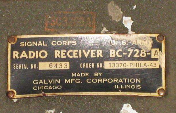 Radio Receiver BC-728-A - RADIO & COMMUNICATIONS GEAR - U.S. Militaria ...