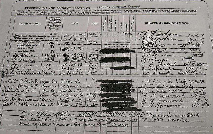 USMC Soldiers DEATH report 1944 Guam - EPHEMERA, PHOTOGRAPHS & MILITARY ...