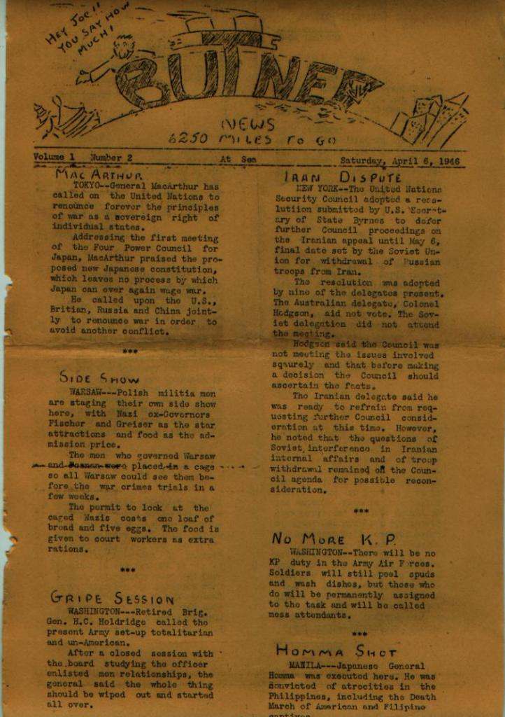 USS Butner Ship's Newspaper - EPHEMERA, PHOTOGRAPHS & MILITARY ARTWORK ...