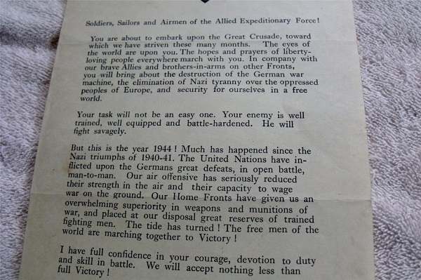 Eisenhower WW2 D-day letter to the troops - EPHEMERA, PHOTOGRAPHS ...