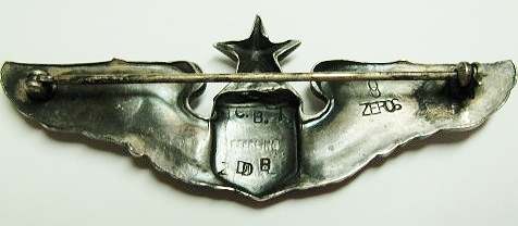 WWII Senior Pilot Wings stamped CBI, Initials, 8 ZEROS sterling, Period ...