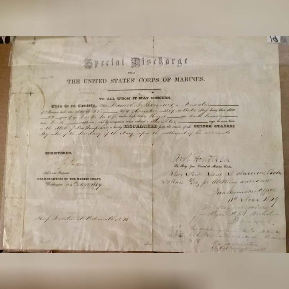USMC Discharge - (1776-1860) AMERICAN REVOLUTION, WAR OF 1812, MEXICAN ...