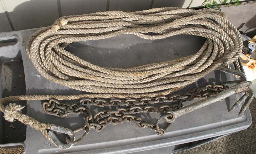 US Navy Grapnel USN 15 FATHOM GRAPPLING HOOK & 9' BOAT HOOK - NAVAL SEA ...
