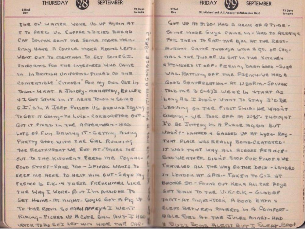 Very Unique Handwritten Diary Group - Escapee/Evader - GROUPINGS PAGE ...