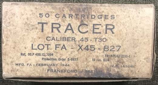 X45 / T30 .45 Caliber Tracer Rounds - 1944 - FIREARMS - U.S. Militaria ...