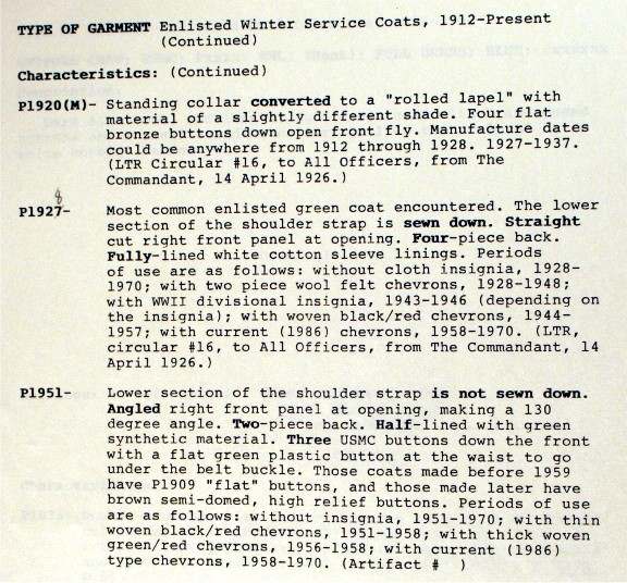 USMC Museum Uniform Catalog - UNIFORMS - U.S. Militaria Forum