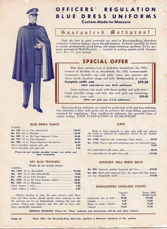 1941 Browning-King Corporation uniform catalogue - UNIFORMS - U.S ...