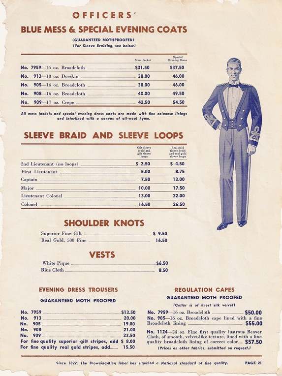 1941 Browning-King Corporation uniform catalogue - UNIFORMS - U.S ...