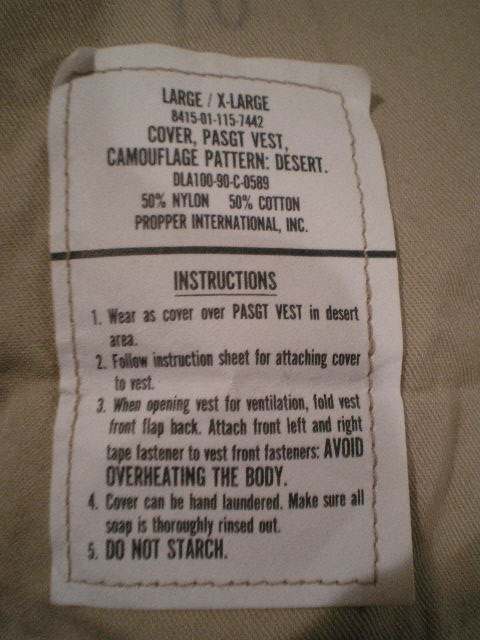 Vest cover PASGT desert - MODERN COMPOSITE HELMETS - U.S. Militaria Forum