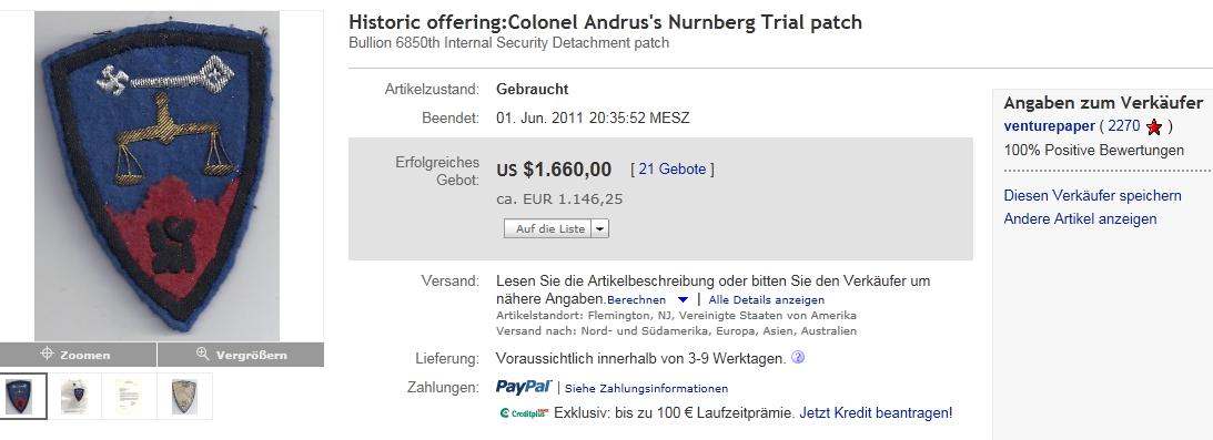 What is the value of a Nuremberg Trial Patch? - ARMY AND USAAF - U.S ...