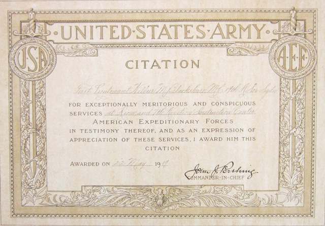 AEF Air Service Citation Signed By Pershing - MEDALS & DECORATIONS - U ...