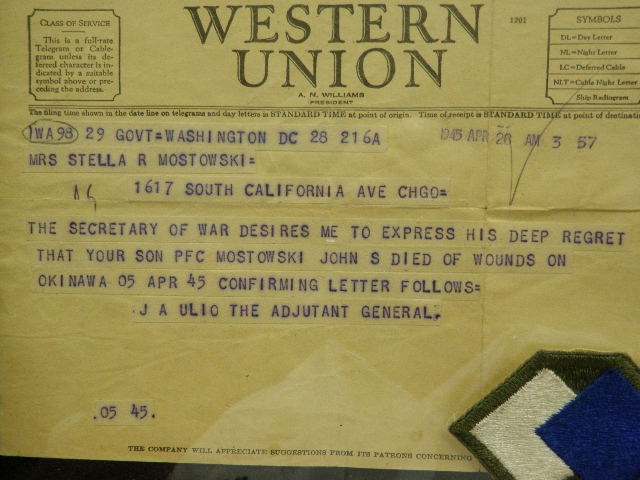 383rd inf 96thv Div KIA Cactus Ridge Okinawa - MEDALS & DECORATIONS - U ...