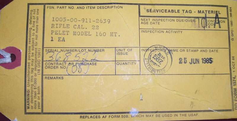 Military pellet/air guns - USAF air pistol - FIREARMS - U.S. Militaria ...