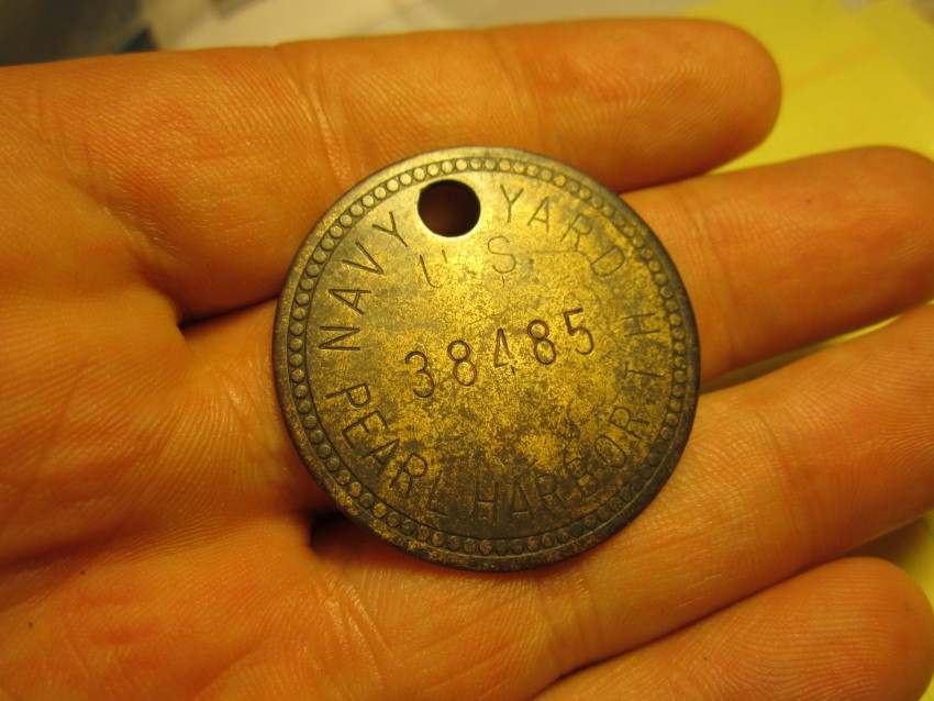Pearl Harbor Navy Yard Brass Tag ## 7 ? - BASE/BIVOUAC/CAMP/DEPOT ITEMS ...