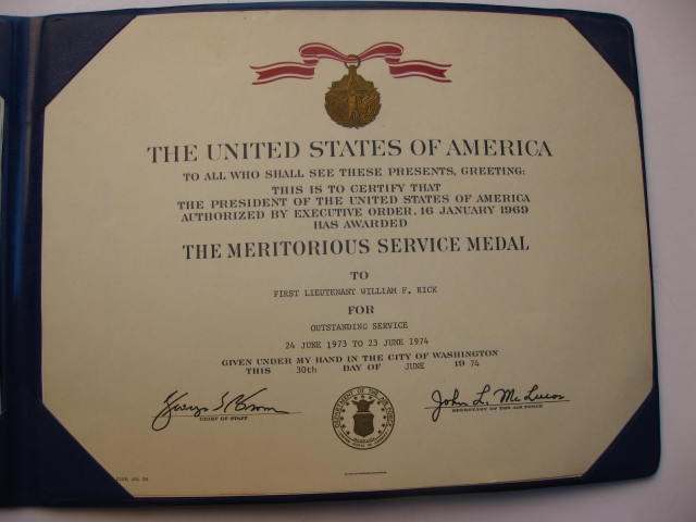Interesting Citation to a Meritorious Service Medal Award - MEDALS ...