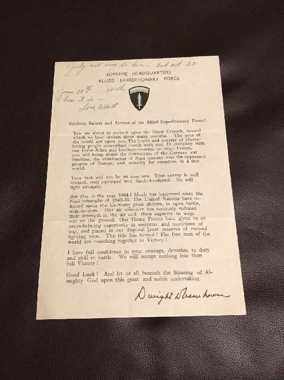D-Day Letter Opinions - EPHEMERA, PHOTOGRAPHS & MILITARY ARTWORK - U.S ...