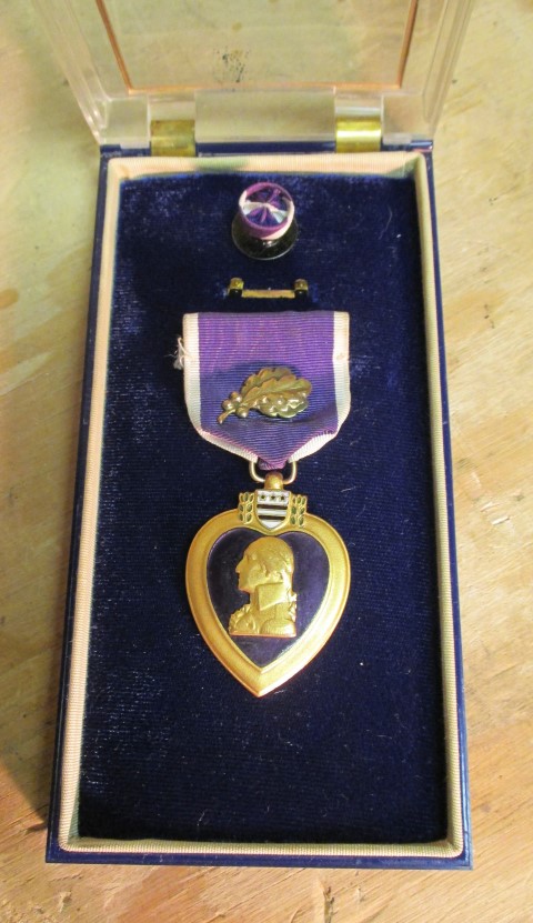 Curious Purple Heart Set - large oak leaf & french made lapel - MEDALS ...