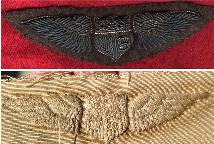 Very interesting (and probably very rare) WWI wing - silk embroidered ...