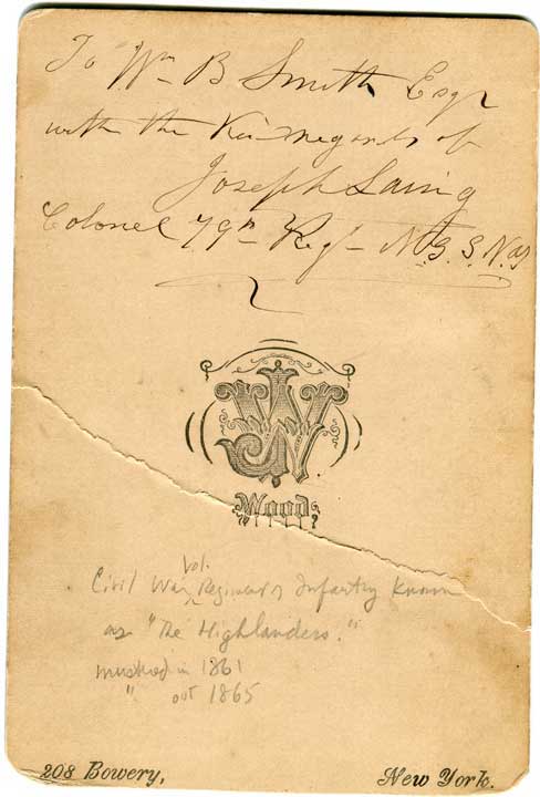 Colonel Joseph Laing 79th New York, Cameron Highlanders - (1861-1865 ...