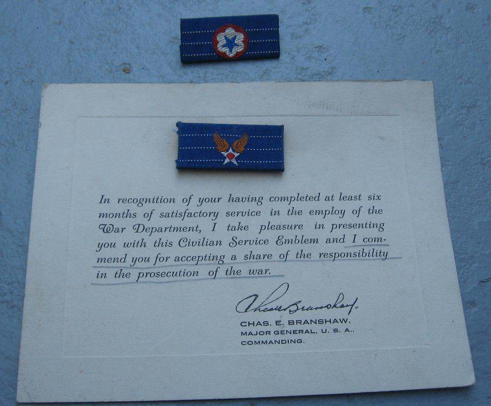 civilian service emblem - HOMEFRONT & THE WAR EFFORT - U.S. Militaria Forum