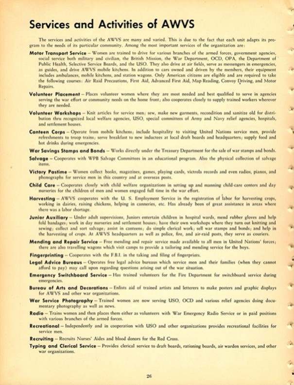 AWVS (American Women's Voluntary Services) - WOMEN'S SERVICES REFERENCE ...