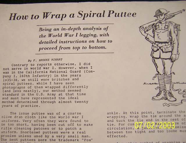 Info. Req: Proper way to wear Putties? - (1917-1919) WORLD WAR ONE ...