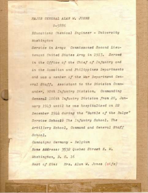 Major General Alan Jones 106th Division - EPHEMERA, PHOTOGRAPHS ...