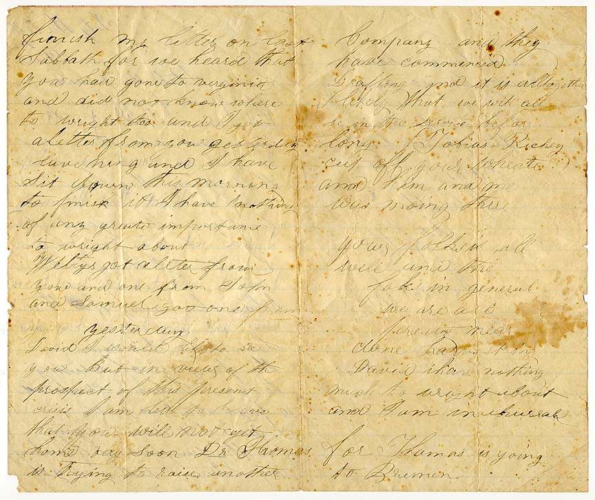 Civil War Letters of Robert Bowlin - EPHEMERA, PHOTOGRAPHS & MILITARY ...