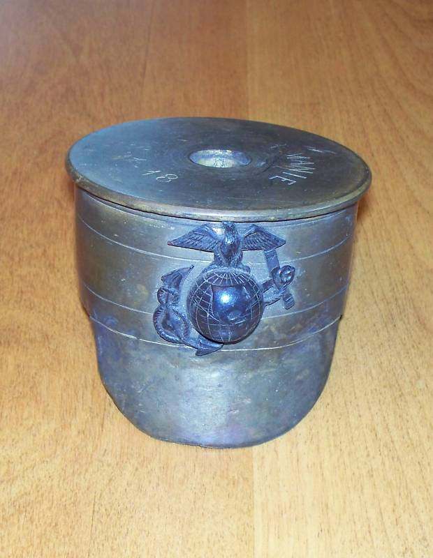 Awesome USMC Dress Cover Made From Shell - TRENCH ART - U.S. Militaria ...